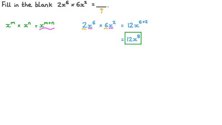 Lesson: Simplifying Monomials: Product Rule | Nagwa
