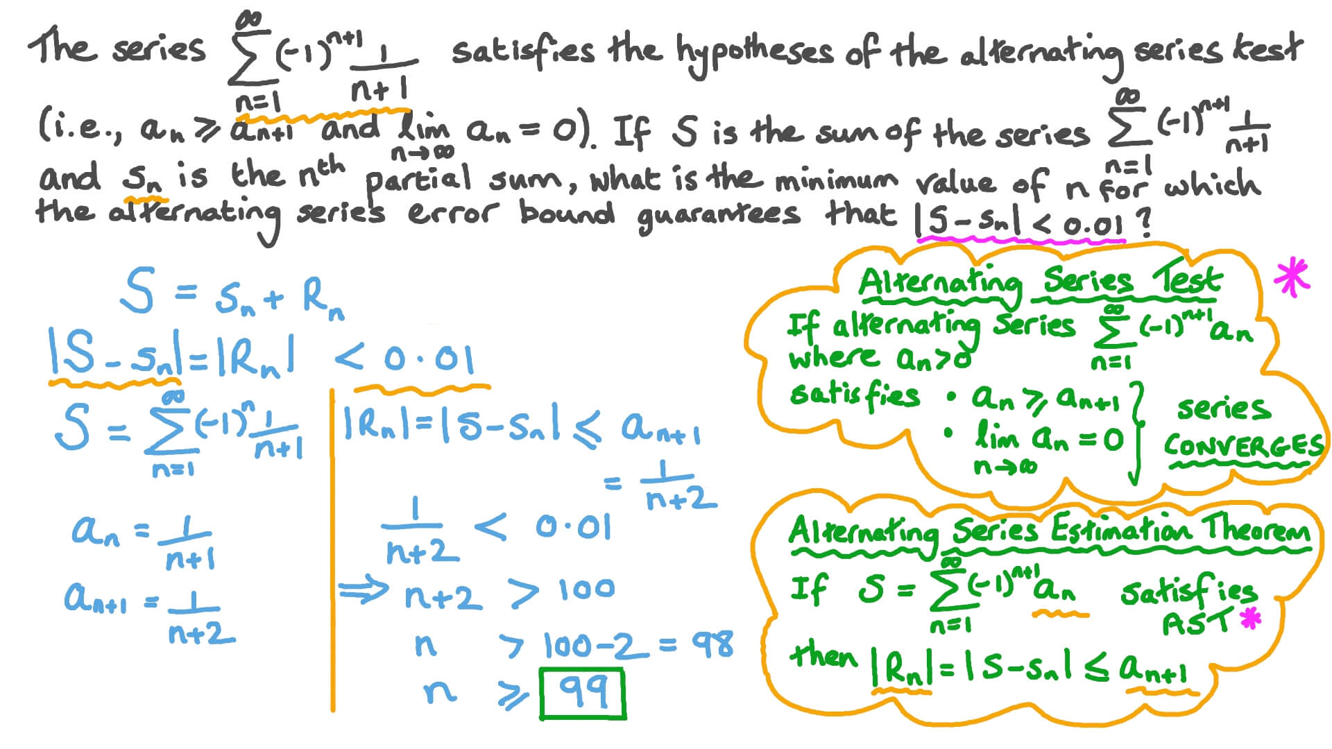 Video: Using the Alternating Series Estimation Theorem to Find the ...