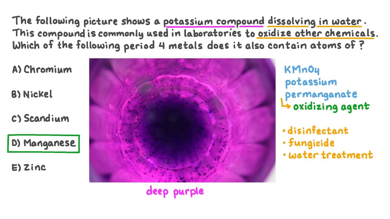 Question Video: Identifying the Period 4 Metal Found in a Potassium ...
