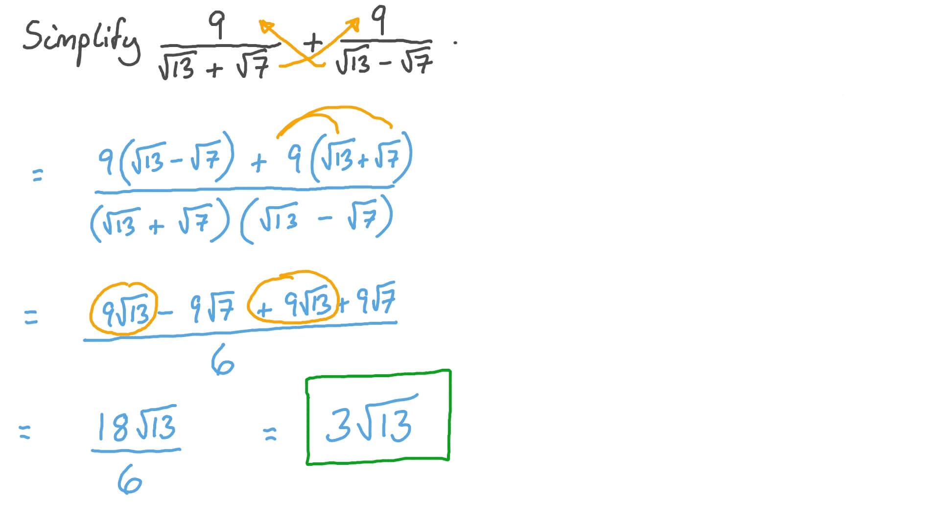 Question Video: Simplifying Numerical Expressions Using Rationalization | Nagwa