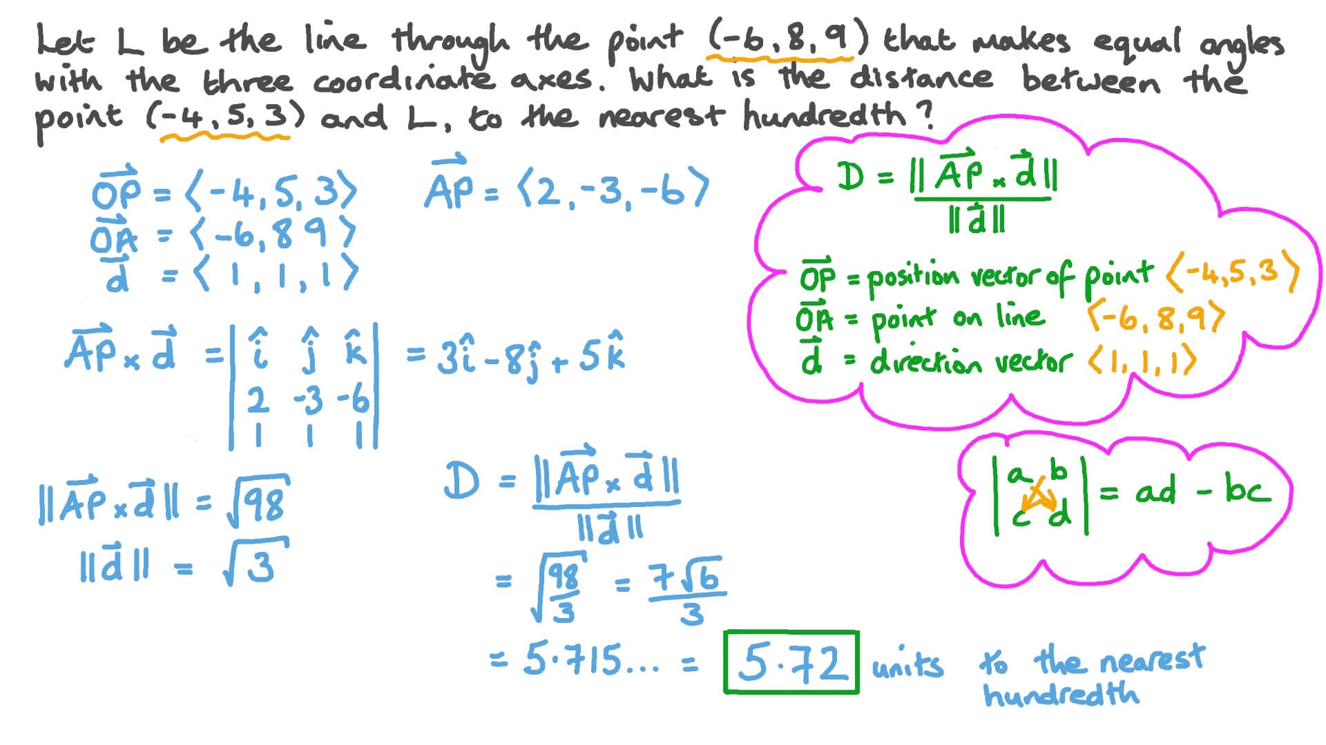 Question Video: Finding Distances between Points and Straight Lines | Nagwa