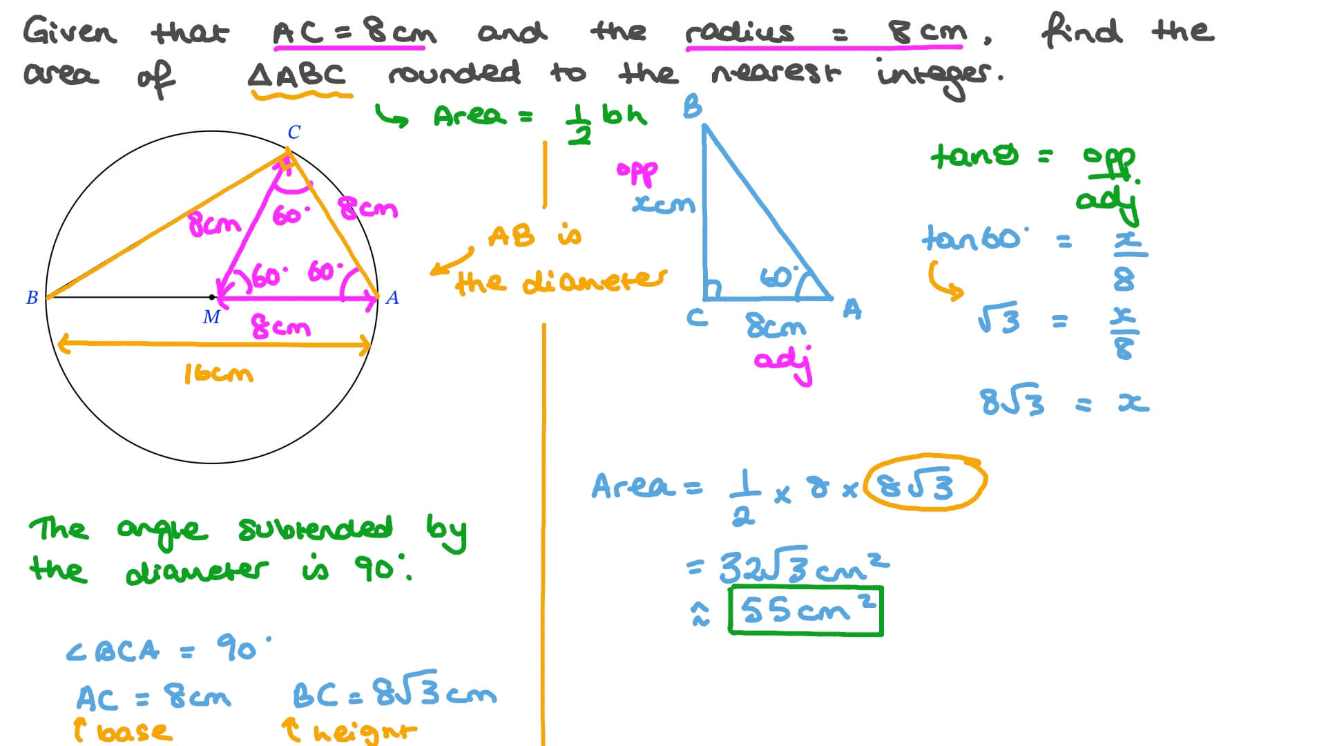 ion Video Using Inscribed Angles In A Semi Circle To Find The 