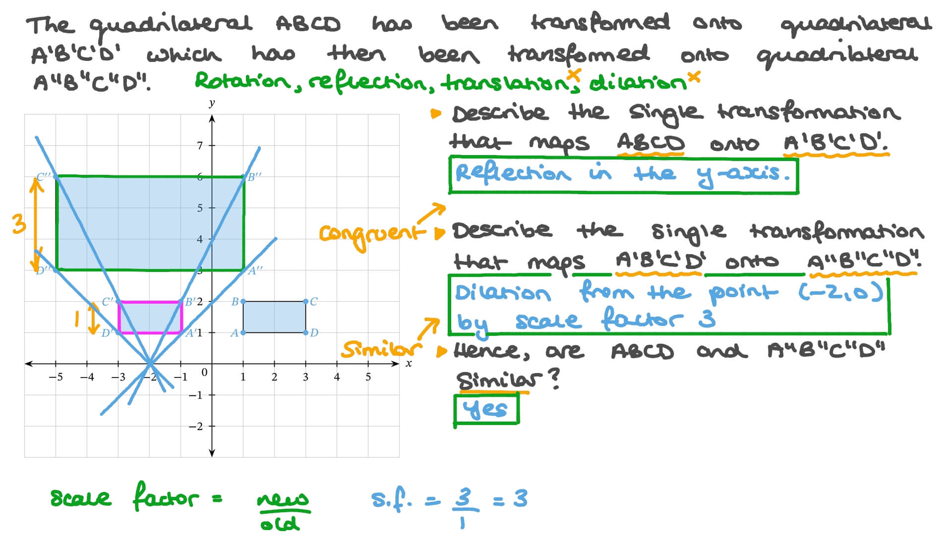 Question Video: Using Transformations to Determine Similarity | Nagwa