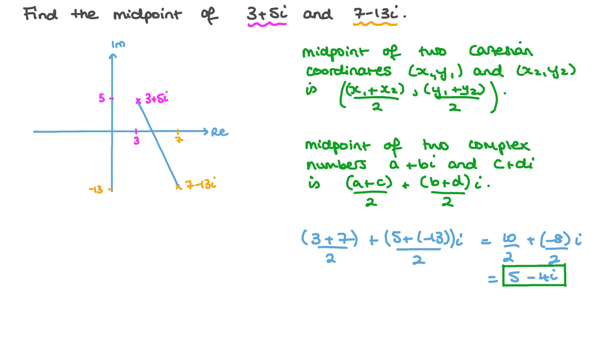 ion Video Finding The Midpoint Of Two Complex Numbers Nagwa