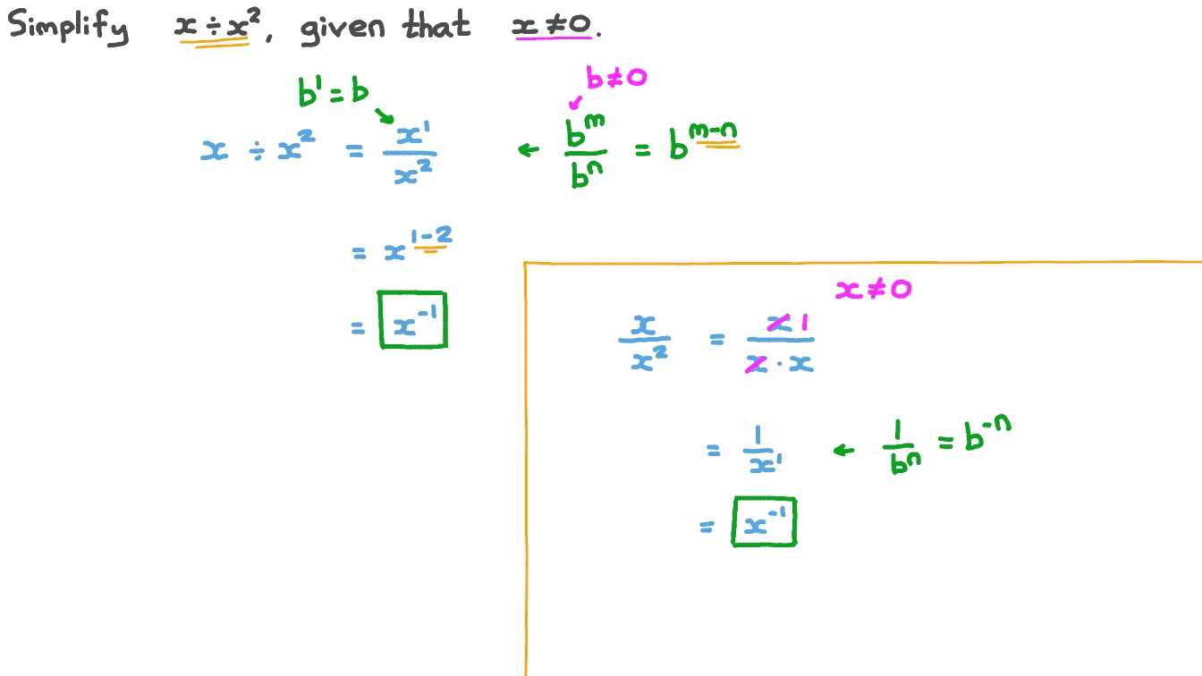Question Video: Simplifying Algebraic Expressions Using Laws of ...