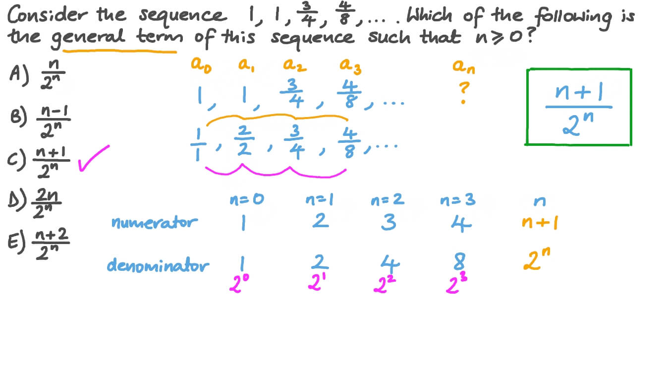 Question Video Finding The th Term Of An Unknown Sequence Nagwa