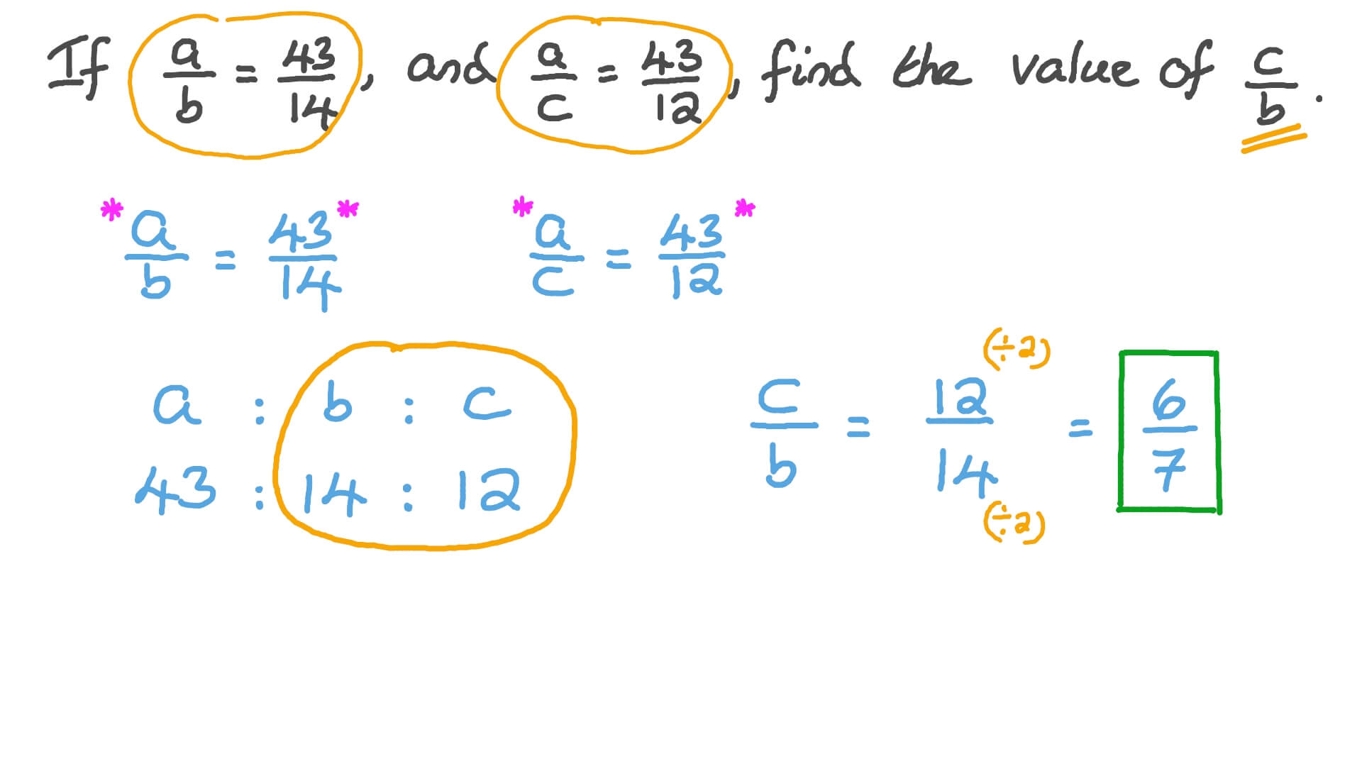 Question Video: Using the Properties of Proportion to Find the Value of ...