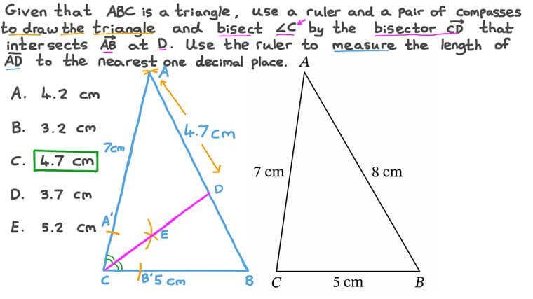 Lesson: Geometric Constructions: Angle Bisectors | Nagwa