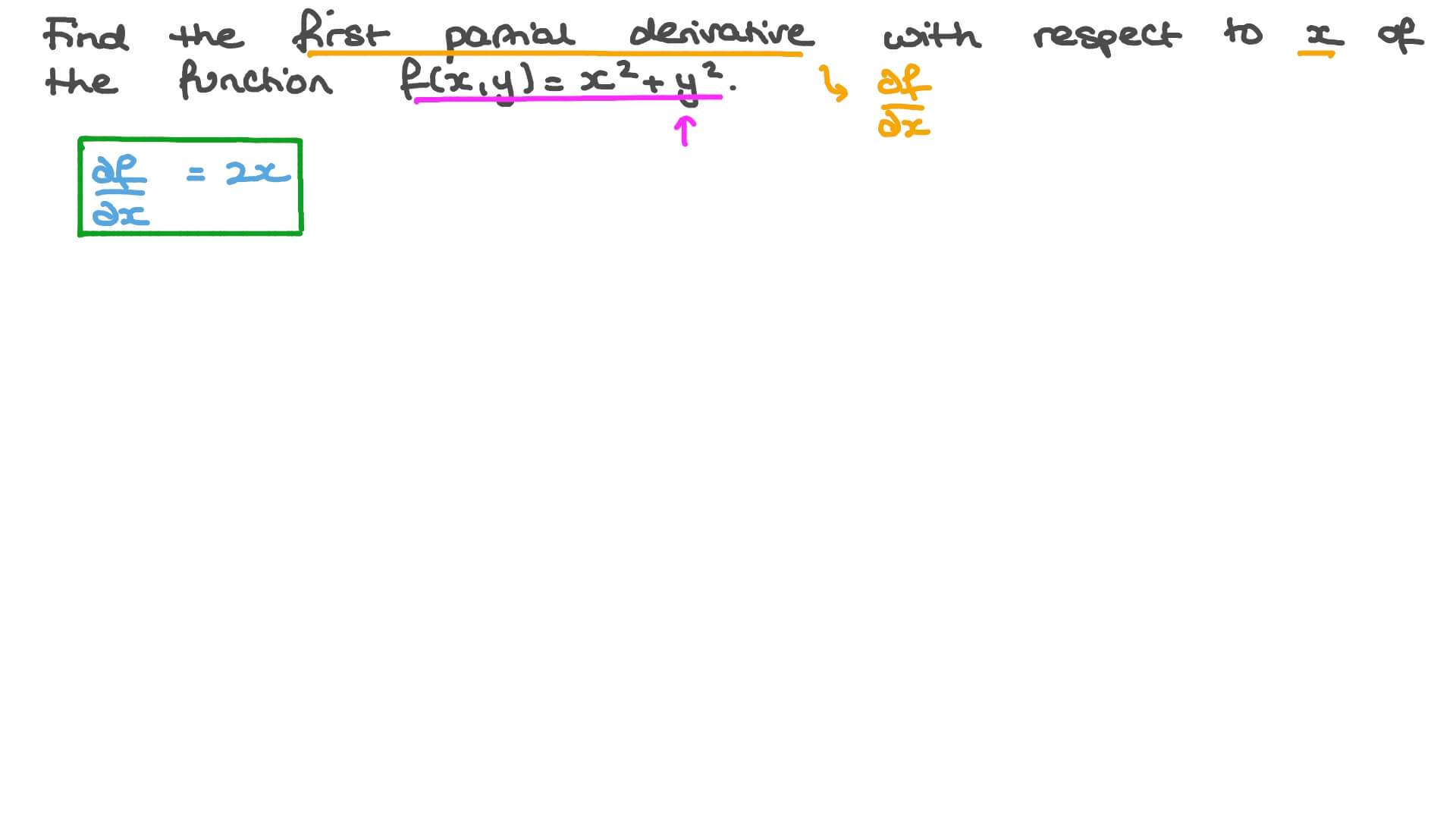 Question Video: Finding the First Partial Derivative of a Multivariable ...