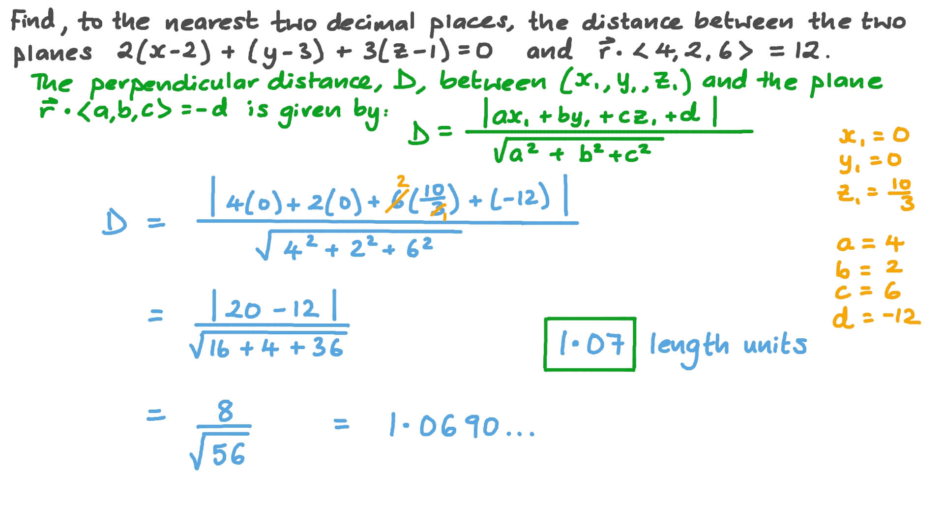 ion Video Finding The Distance Between Two Planes Nagwa
