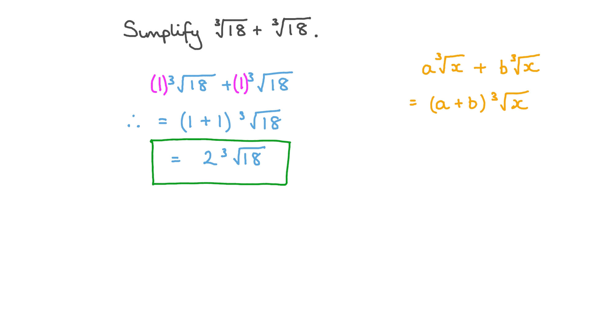 Question Video Simplifying Numerical Expressions Involving Cube Roots