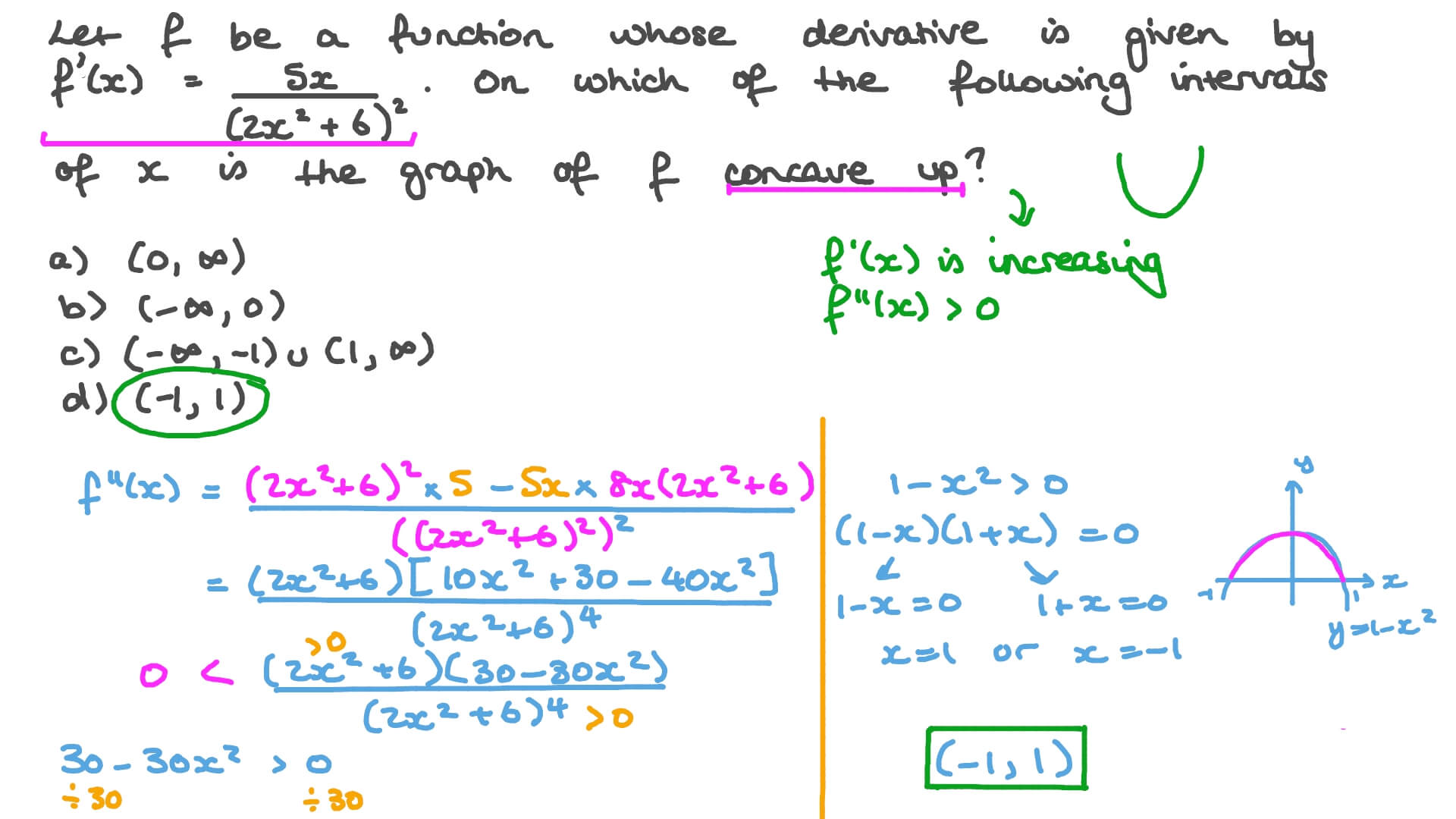 Video: Finding the Concavity of a Curve Given the Derivative | Nagwa