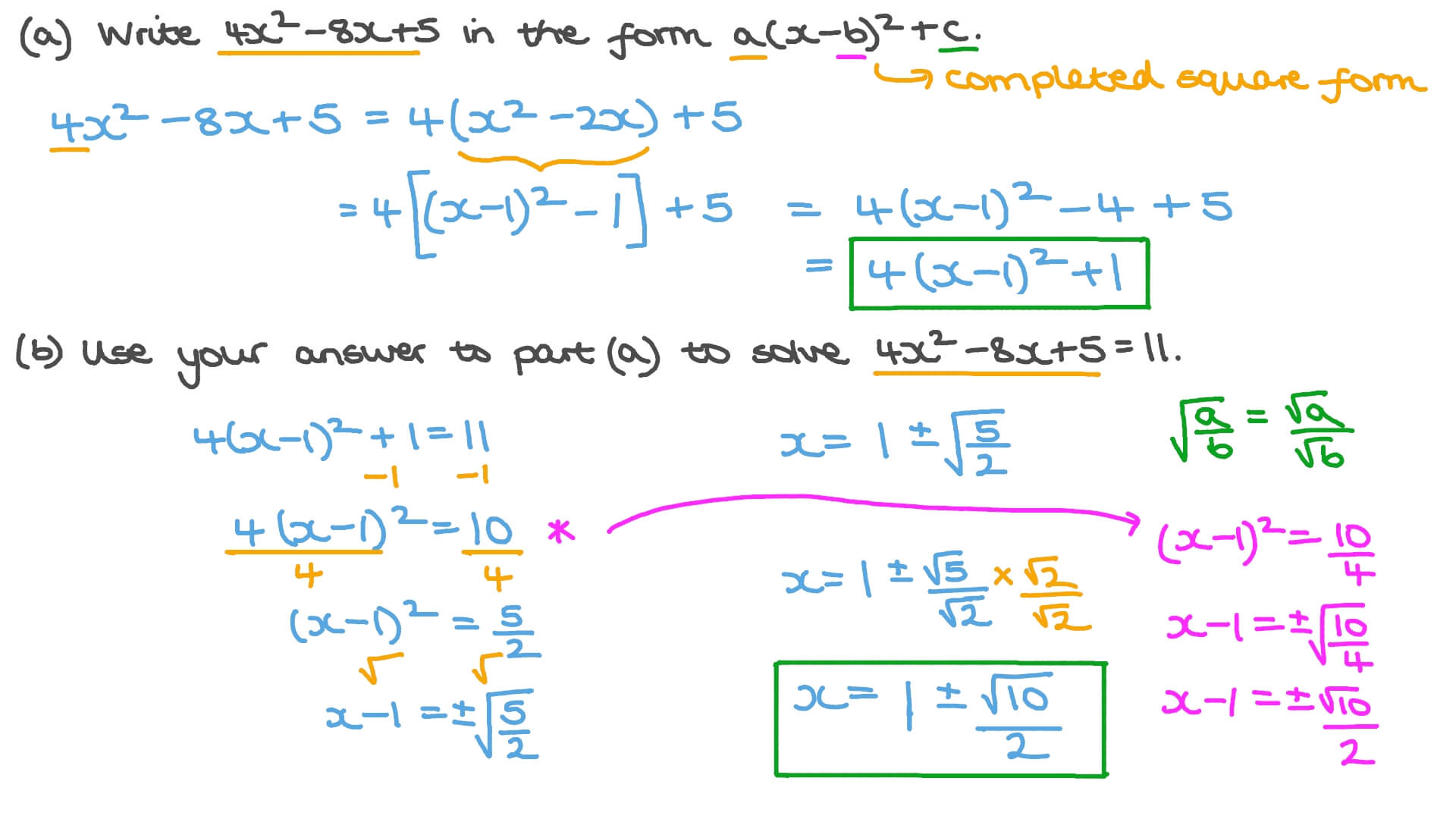 Video: Rearranging and Solving a Quadratic Equation by Completing the ...