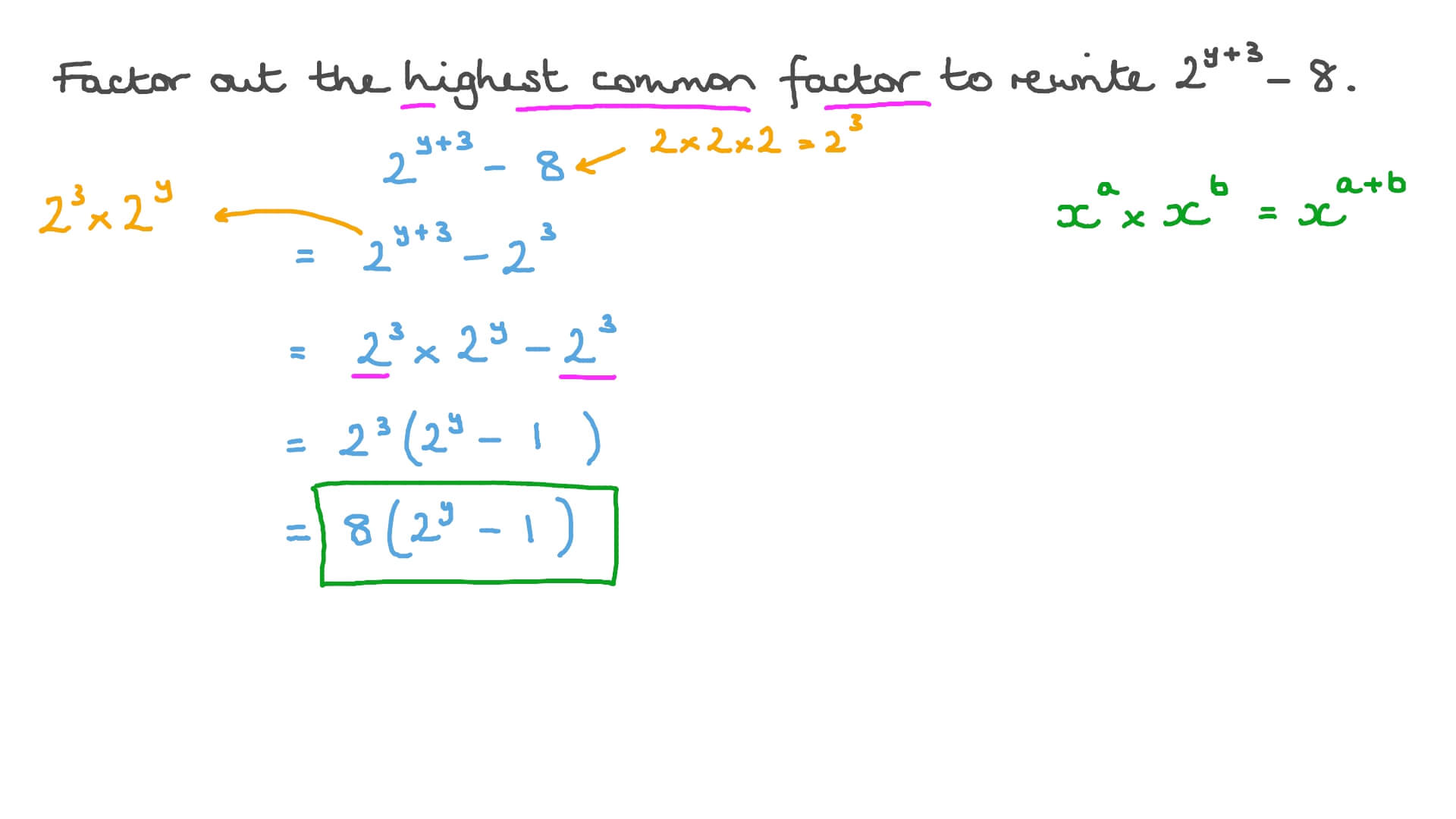Question Video: Manipulating Exponential Expressions | Nagwa
