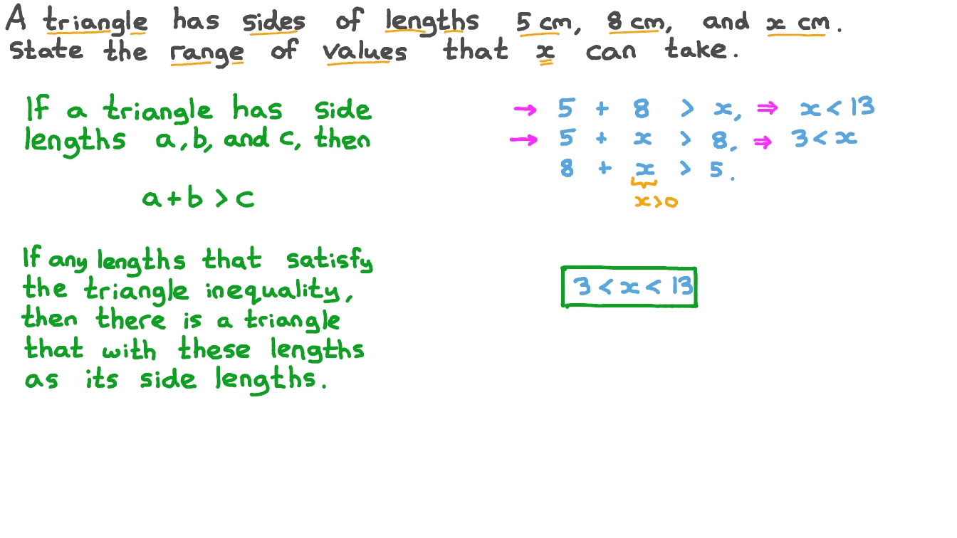 ion Video Finding The Range Of Values Of A Side Length In A Triangle Nagwa