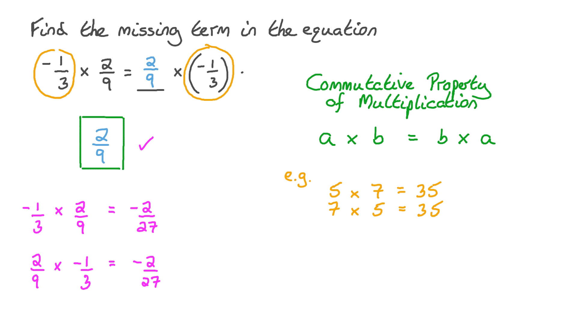 Question Video: Finding an Unknown in a Given Equation Using the ...