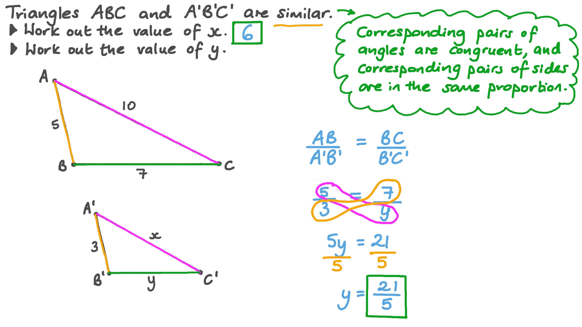 Question Video Using Properties Of Similar Triangles To Calculate