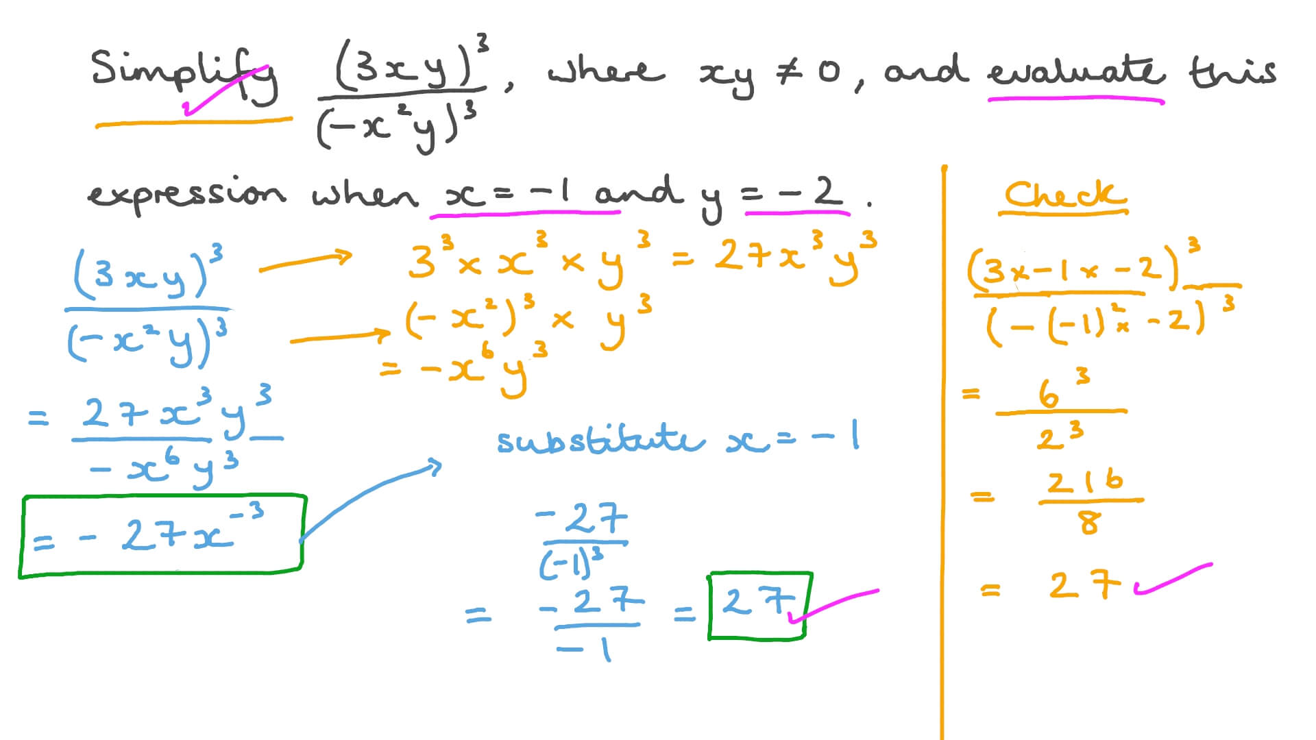 Question Video Simplifying And Evaluating Algebraic Fractions Using