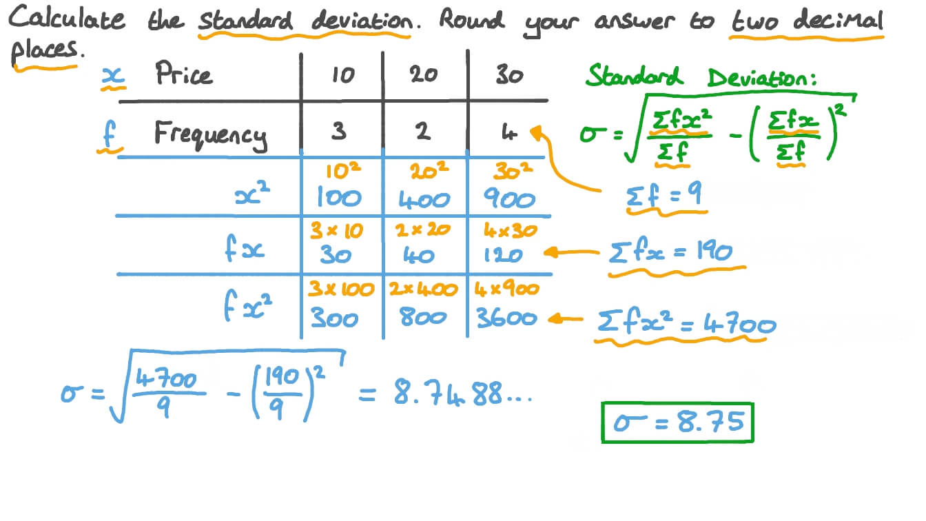 ion Video Finding The Standard Deviation Of A Data Set Nagwa