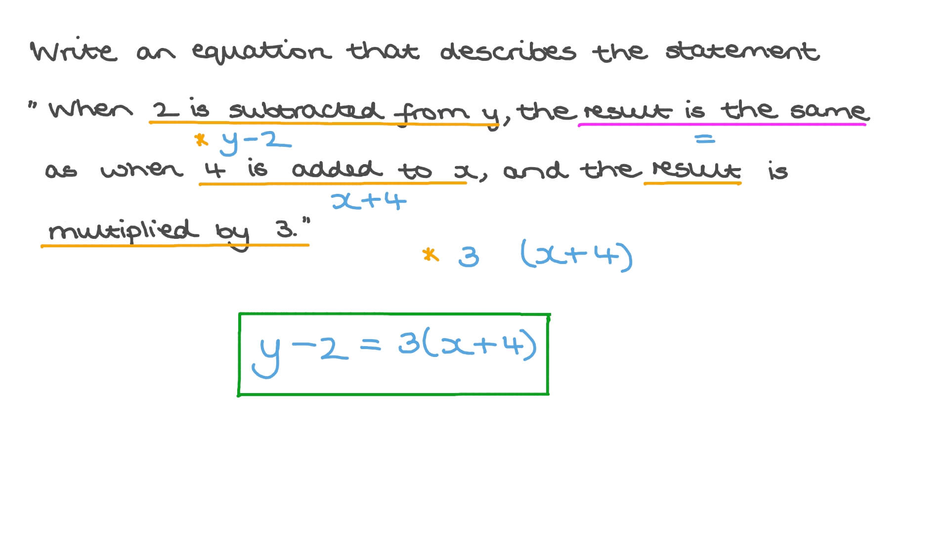 Question Video Creating Linear Equations In More Than One Variable Nagwa
