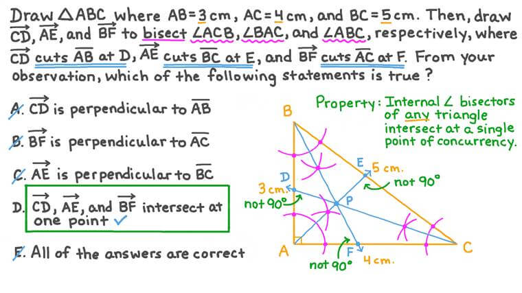 Lesson: Geometric Constructions: Angle Bisectors | Nagwa