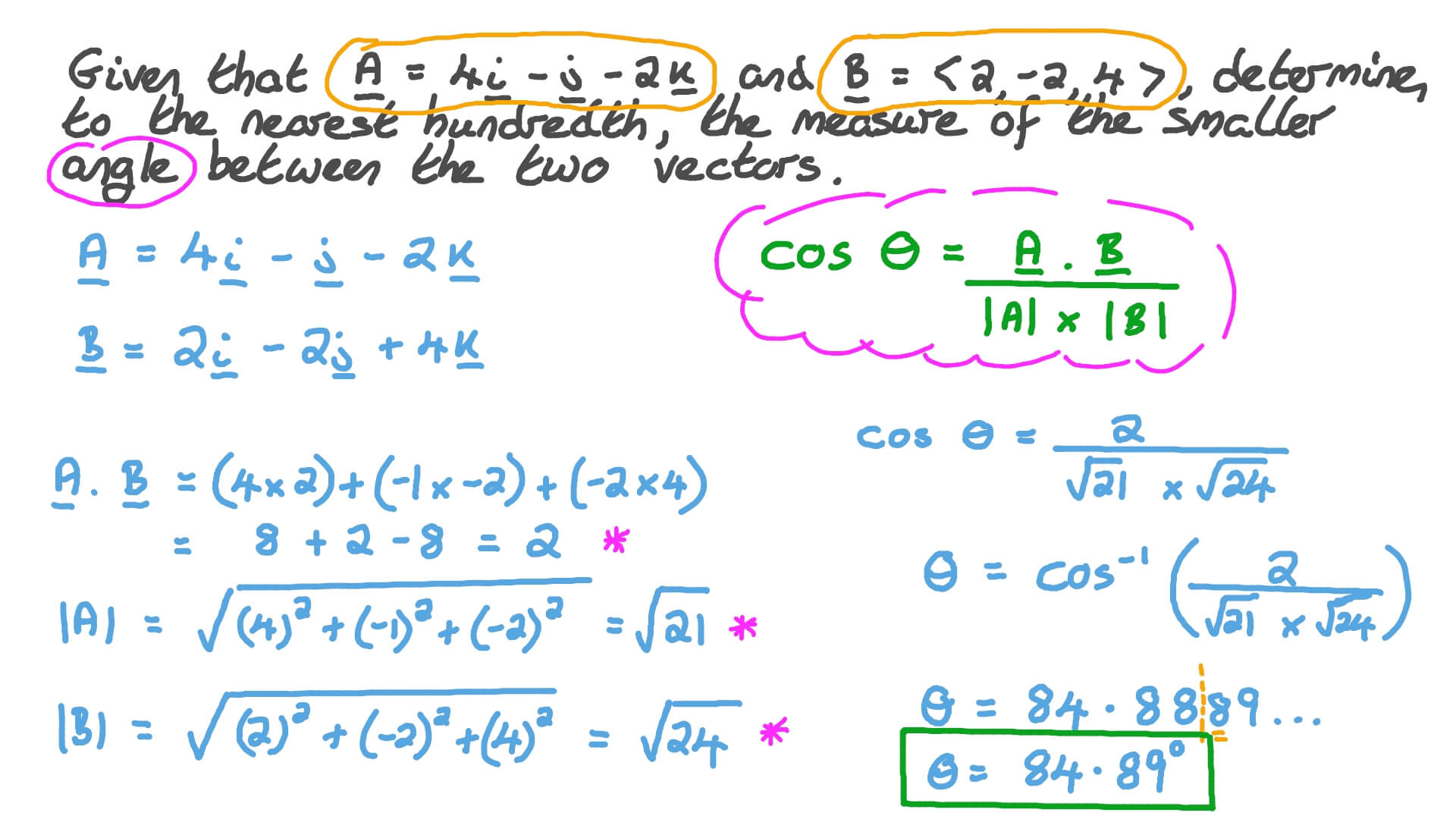 Po kodenie Hradn Priekopa Ned vno How To Calculate Angle Between From 