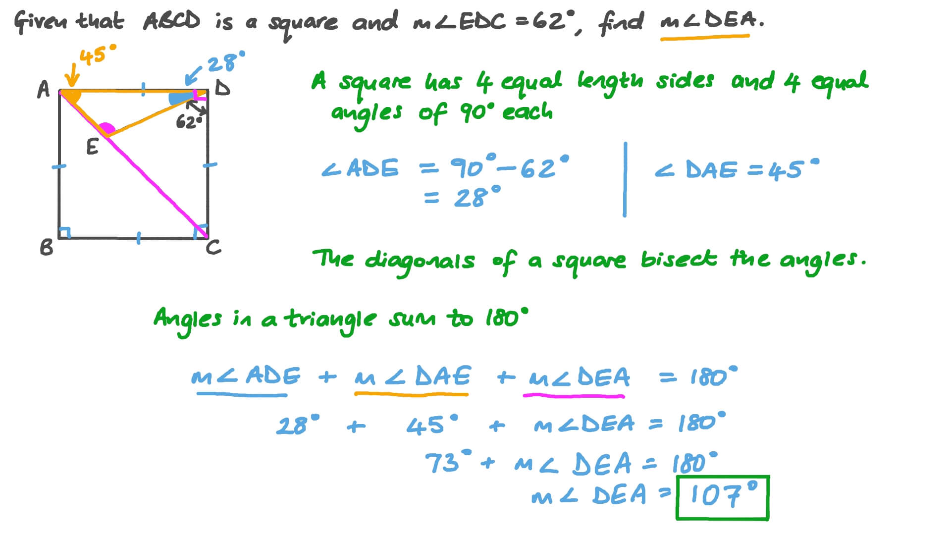 ion Video Finding The Measure Of An Angle In A Square Using The 