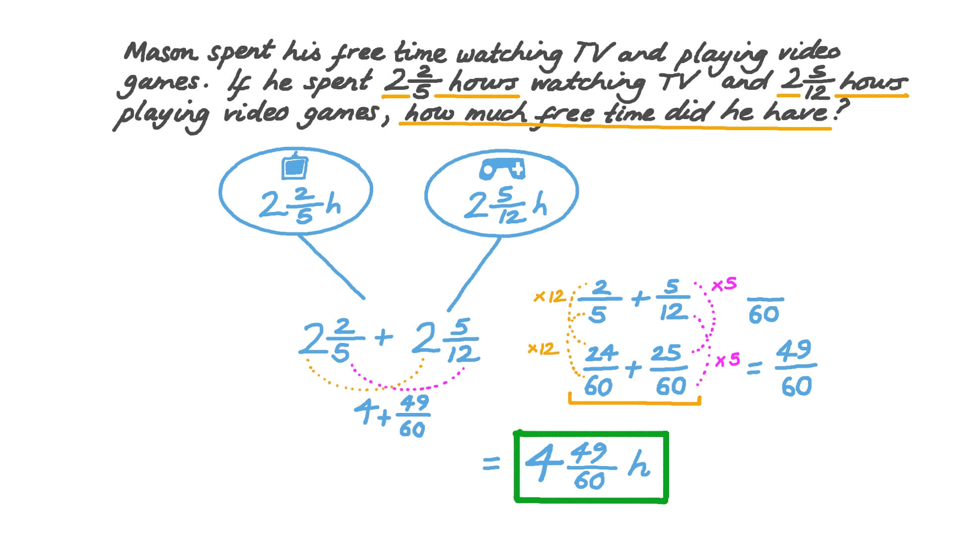 Question Video: Solving Word Problems by Adding Two Mixed Numbers | Nagwa