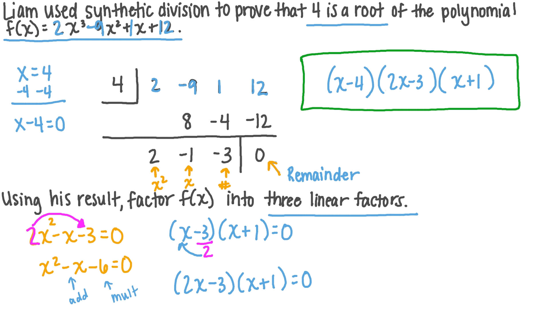 ion Video Factor Theorem With Synthetic Division Nagwa