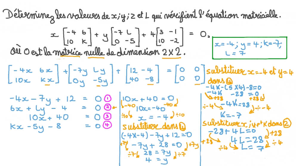 Question Video: Appliquer des opérations sur des matrices pour trouver ...