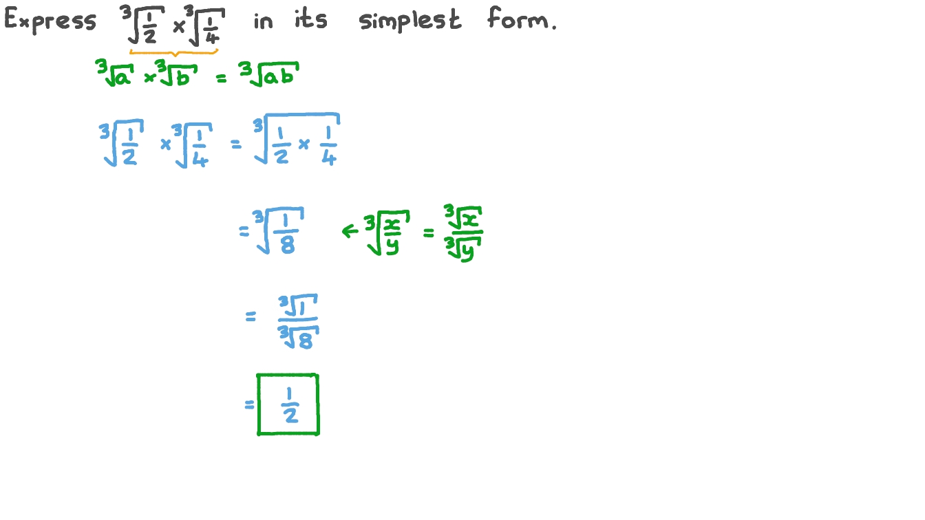 Question Video: Simplifying Numerical Expressions Involving Cube Roots ...