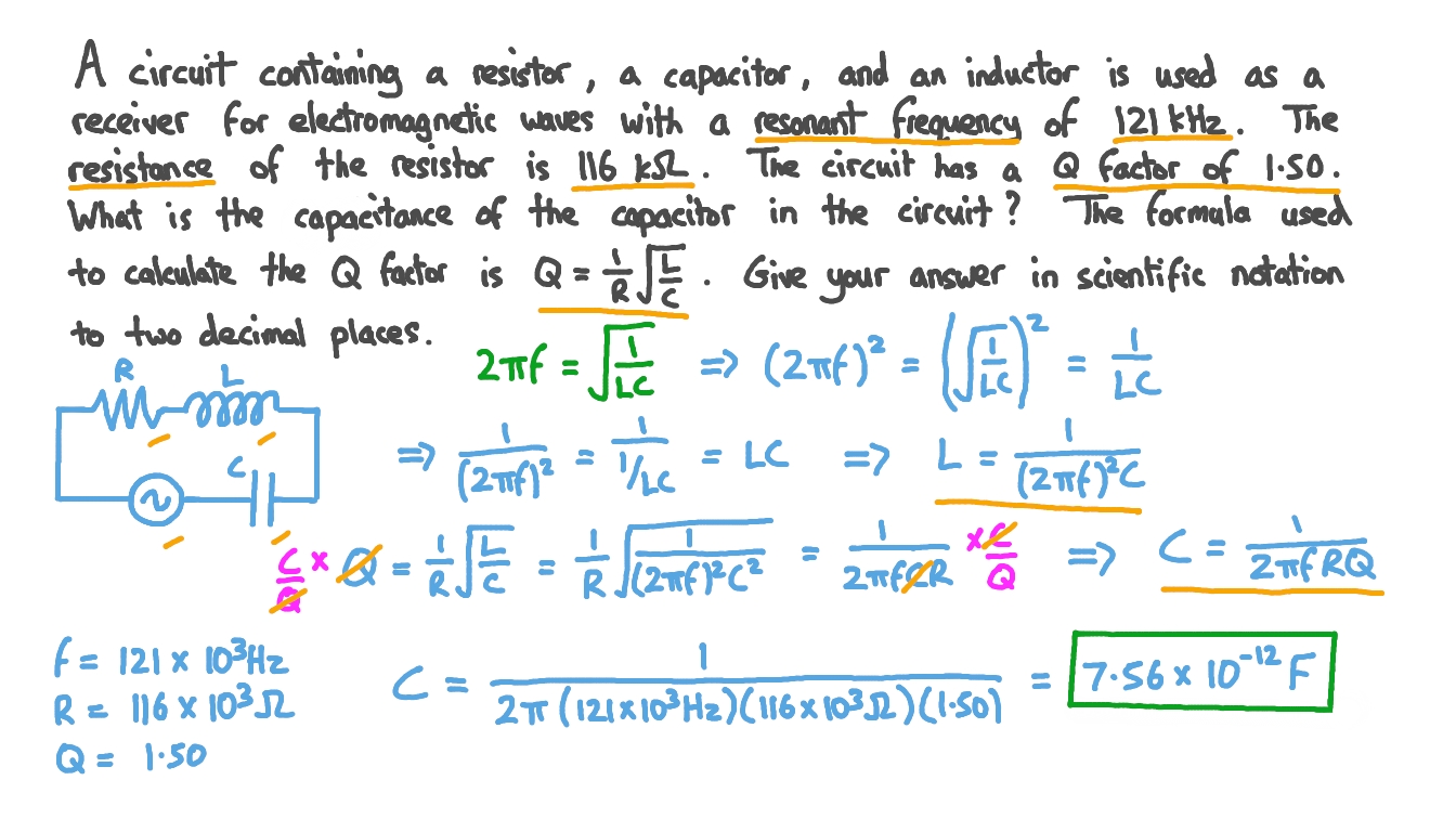 Question Video Using The Factor To Calculate Capacitance Nagwa
