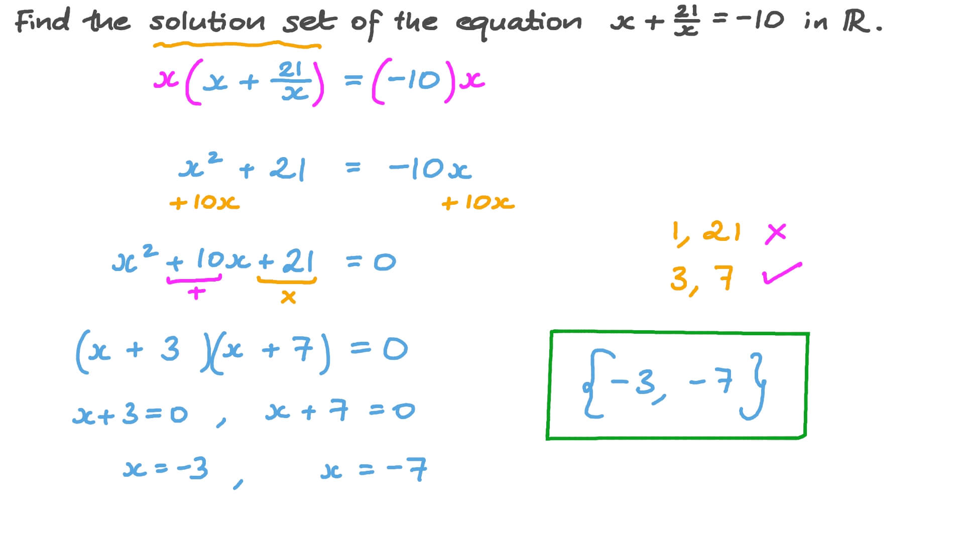 Question Video Solving Quadratic Equations By Factoring Nagwa