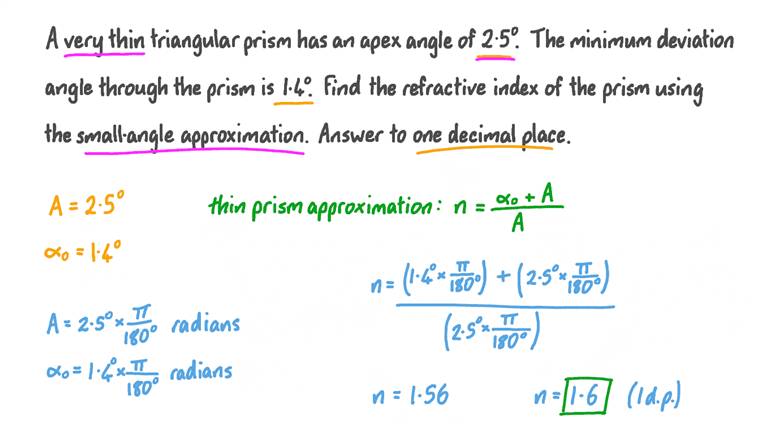 Lesson: Deviation due to a Prism | Nagwa