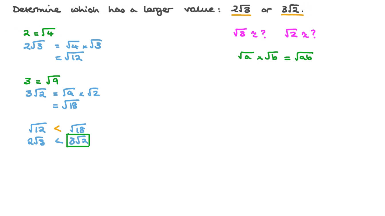 Question Video: Comparing the Size of Irrational Numbers | Nagwa