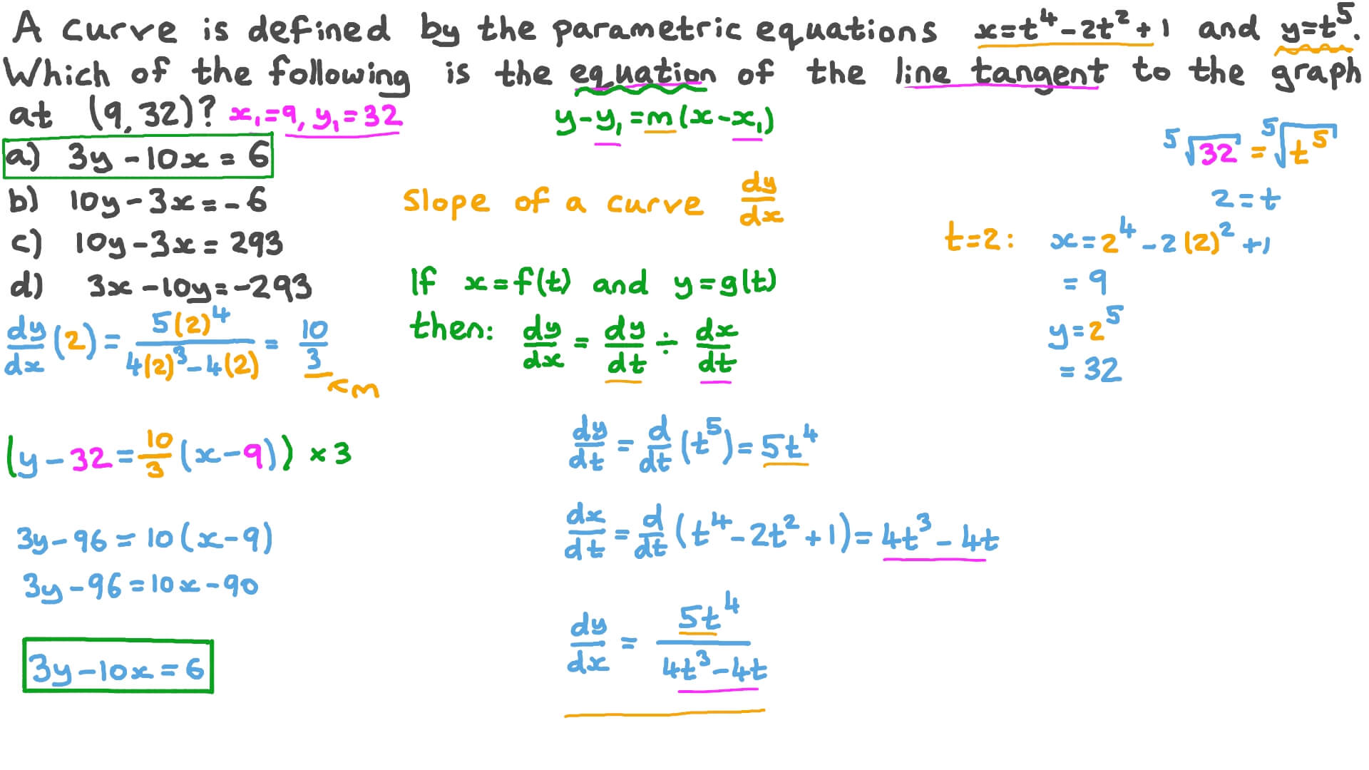 Video: Find the Equation of a Tangent Line to a Curve Defined ...