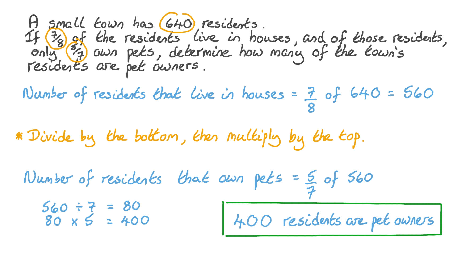 Question Video: Solving Word Problems by Multiplying a Whole Number by Two Fractions | Nagwa