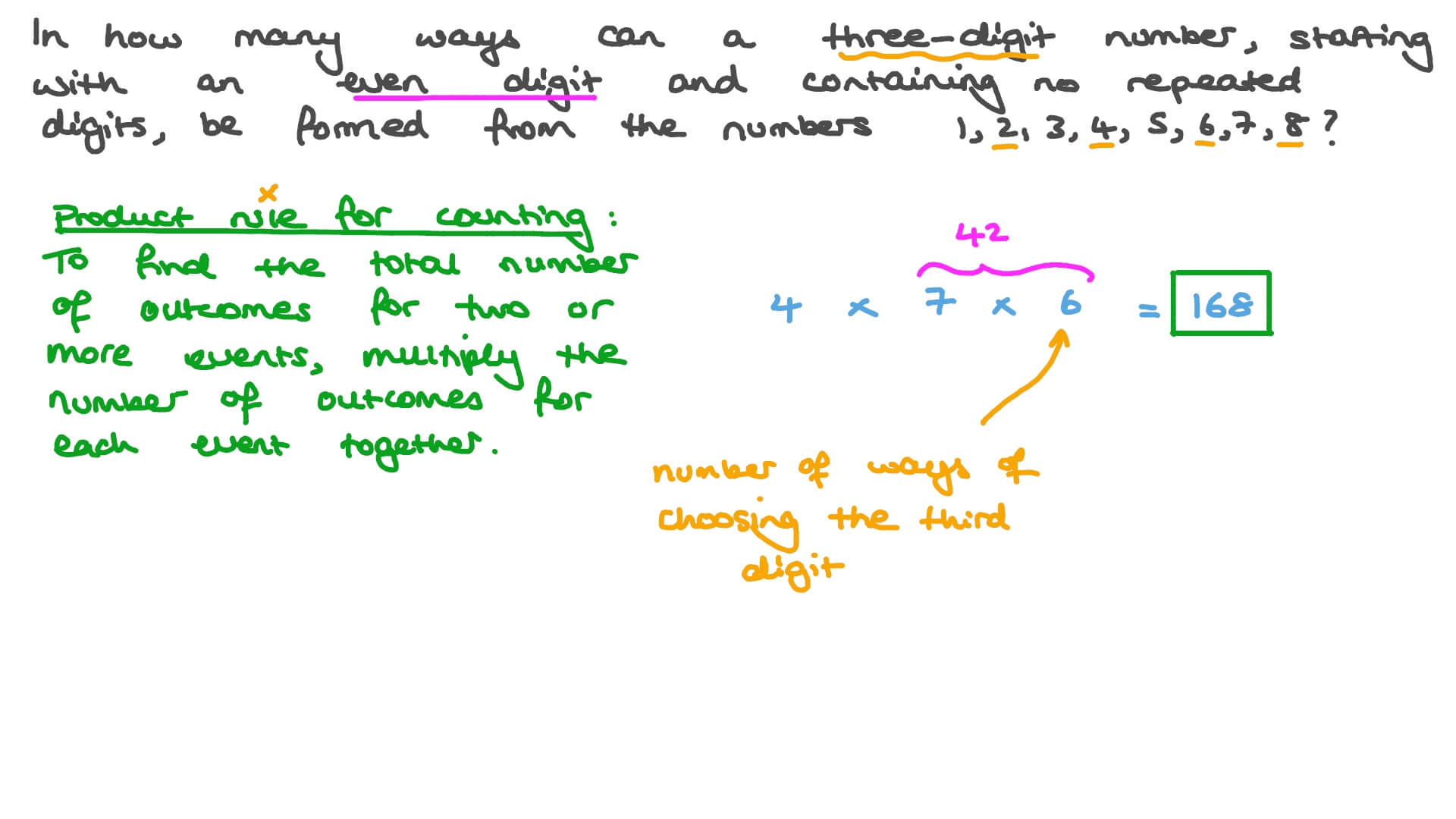 Question Video Using The Product Rule For Counting To Calculate The