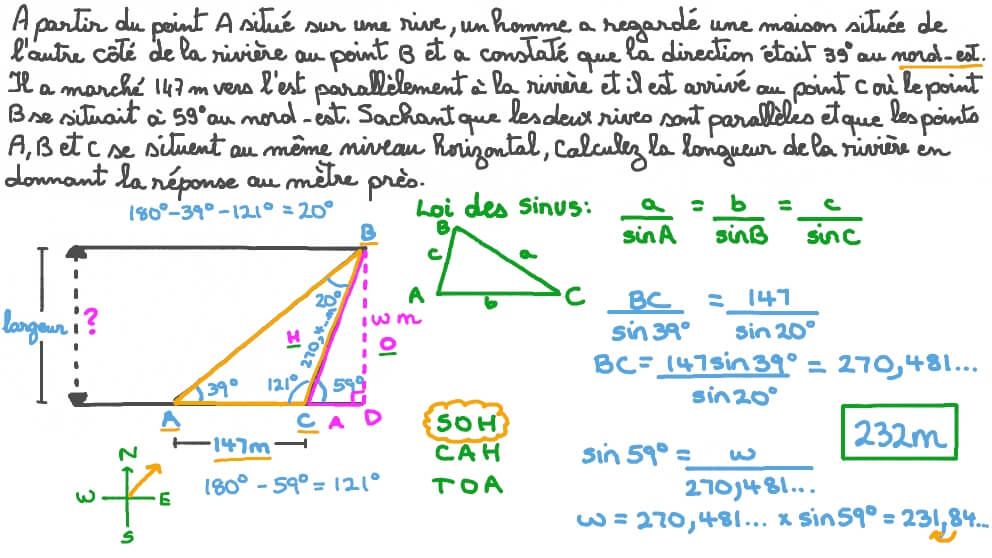 Question Video: Utiliser la loi des sinus pour calculer une longueur inconnue dans un triangle ...
