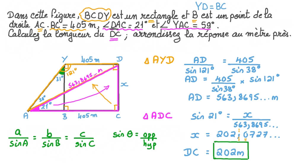 Question Video: Utilisation de la loi des sinus pour calculer la ...