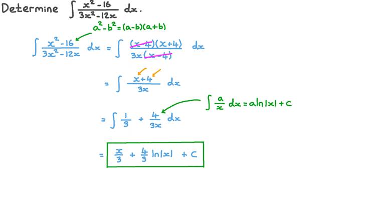 Lesson: Integrals Resulting in Logarithmic Functions | Nagwa