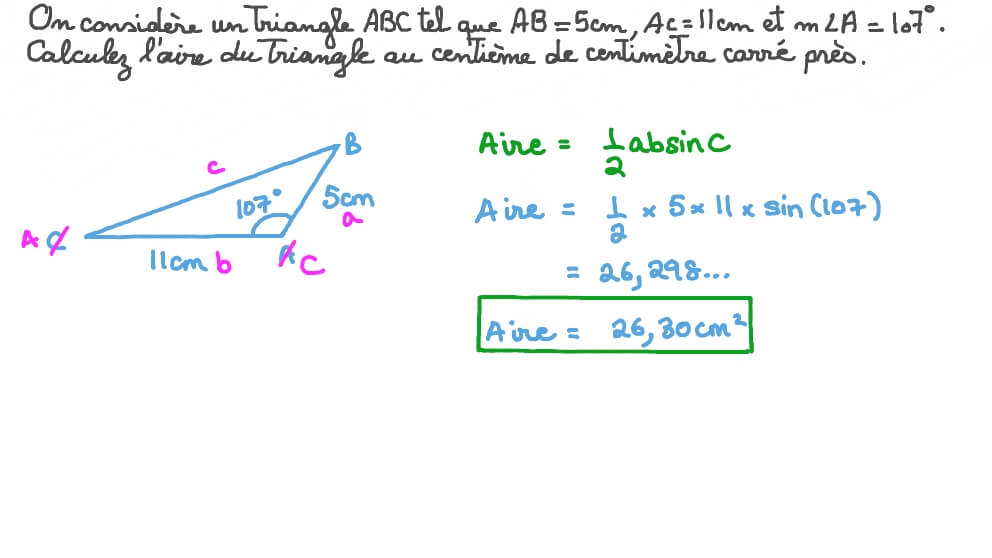 Question Video: Utiliser la formule trigonométrique pour l’aire des ...