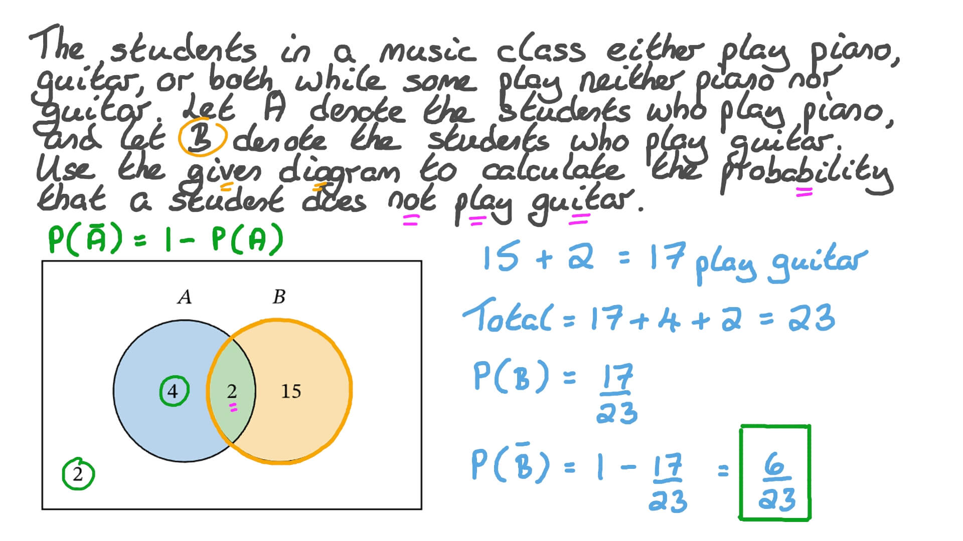 Question Video Using A Venn Diagram To Determine The Probability Of