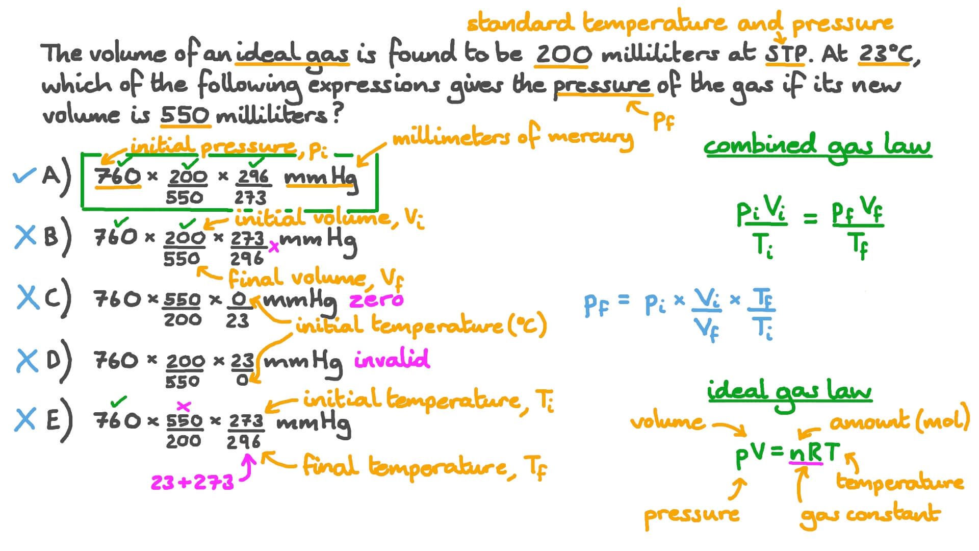 Video: Identifying the Expression for the Pressure of a Gas After Its Temperature and Volume ...