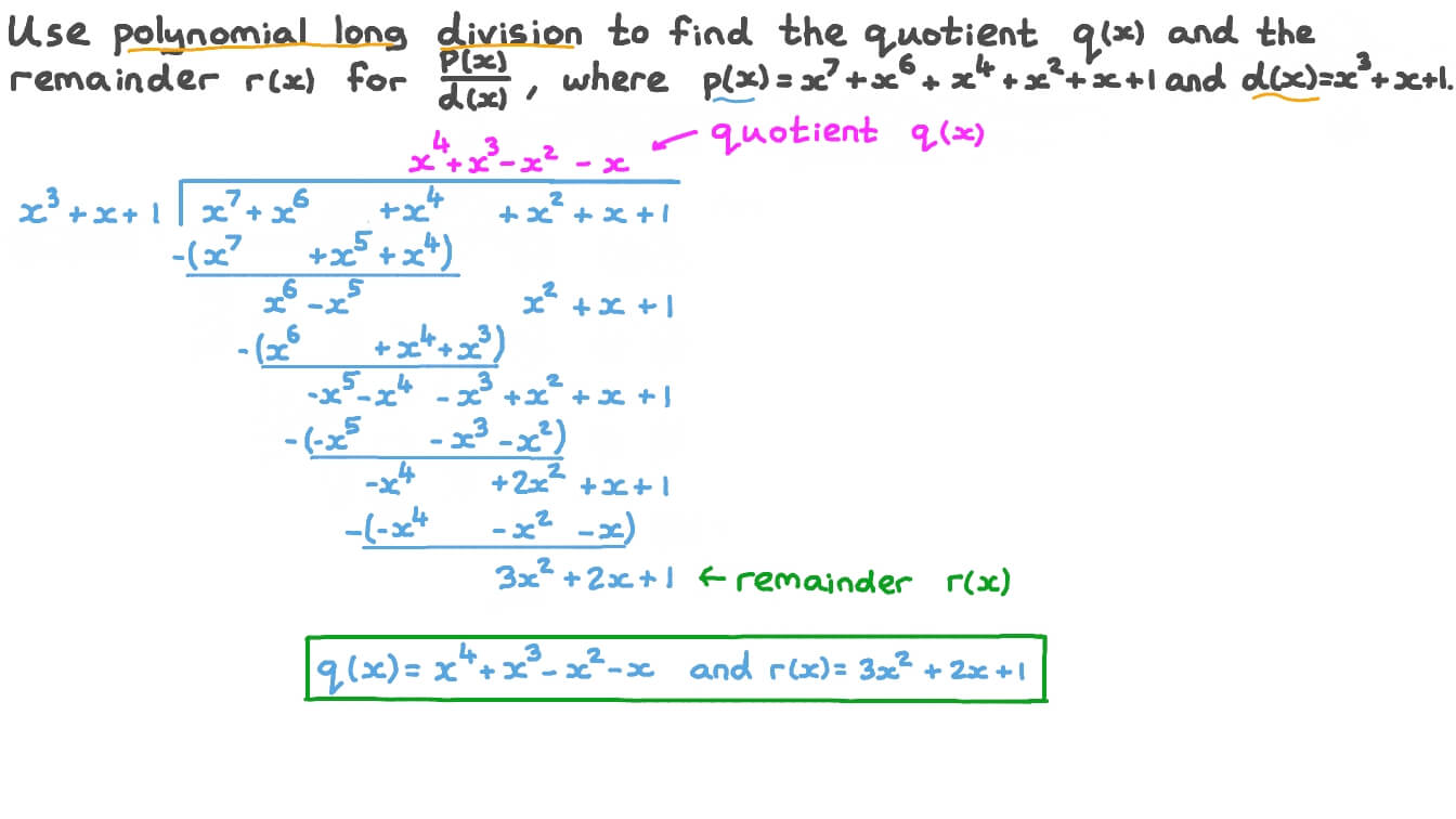 Question Video Finding The Quotient And The Remainder For Two