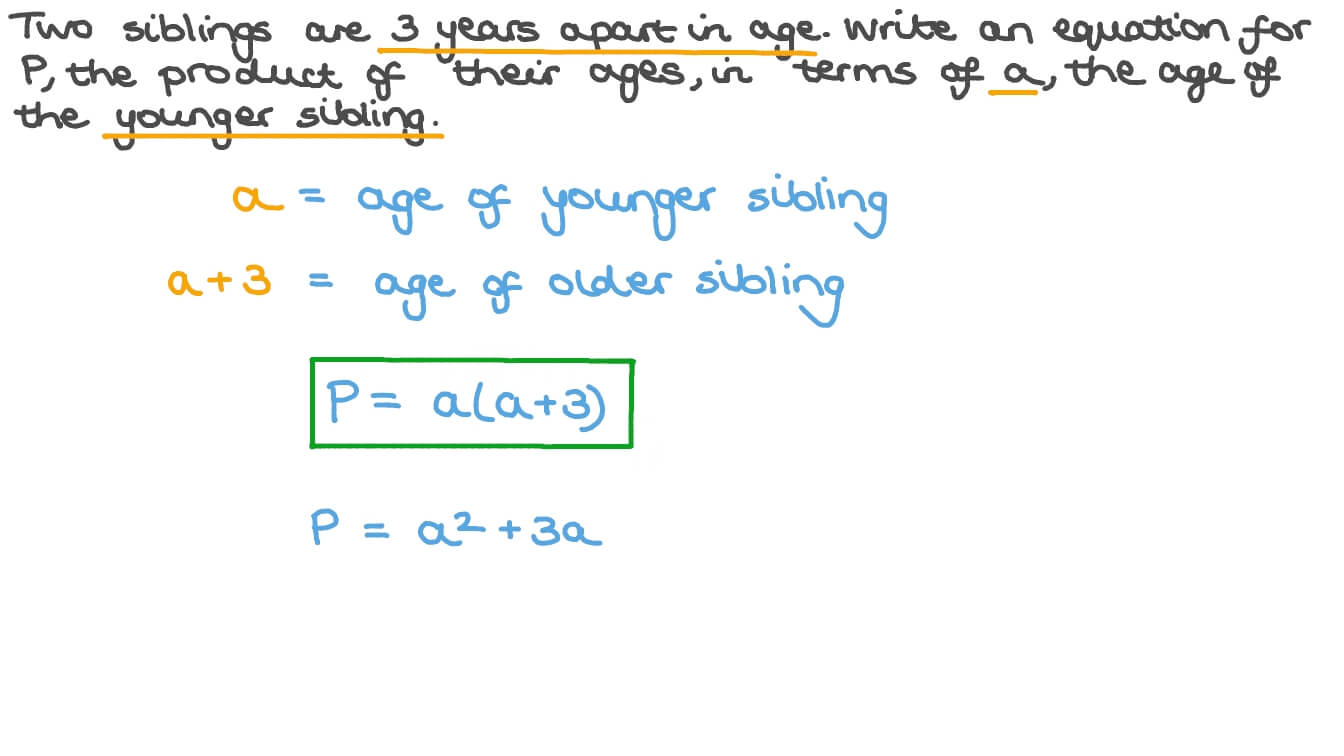 Question Video: Creating Quadratic Equations in More Than One Variable | Nagwa