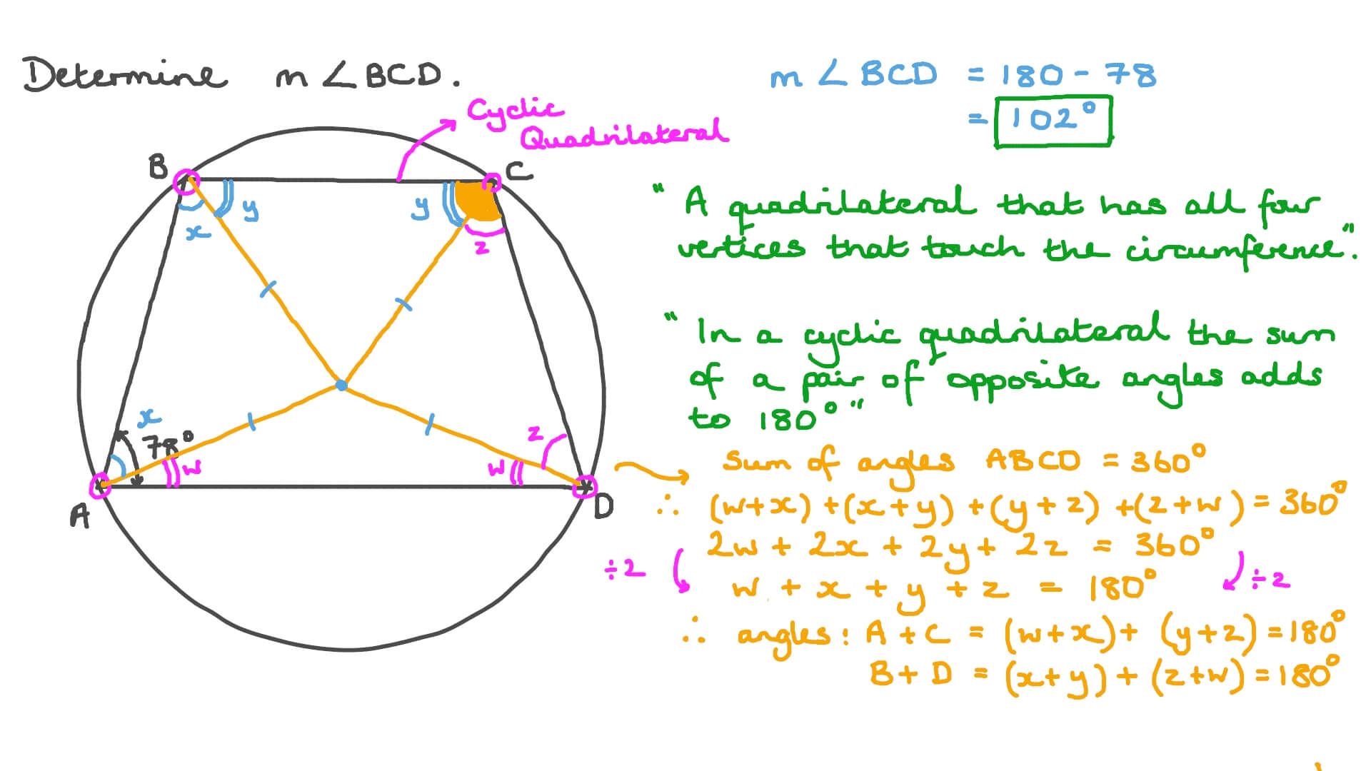 Question Video Finding The Measure Of An Angle In A Cyclic