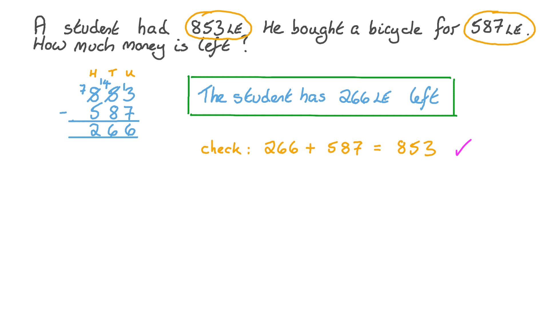 Question Video: Solving Word Problems Involving the Subtraction of ...