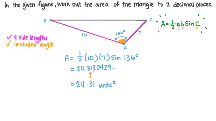 Lesson: Finding the Area of a Triangle Using Trigonometry | Nagwa
