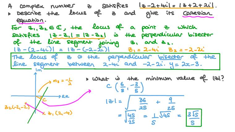 Lesson: Loci in the Complex Plane Using the Modulus | Nagwa